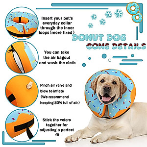 Recovery Donut Collar for Dogs & Cat,Inflatable Dog Cone Collar Alternative After Surgery,Soft Dog Cone for Large Medium Small Dog,Adjustable Dog Neck Donut Collar(Blue,Small)