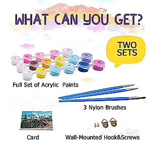 Mirztry 2 Pack 10"x 10" Flowers Framed Paint by Number for Adults Canvas, Flowers Adult Paint by Number Kits with Frame, Flowers Acrylic Oil Easy Paint by Numbers Kits on Canvas with Frame