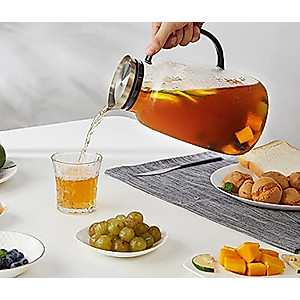 Purefold 80 ounces “Pineapple Series” Glass Pitcher with Stainless Steel Lid, Hot and Cold Water Carafe, Fruit Tea Coffee Maker, Ice Tea Pitcher, Juice Jar