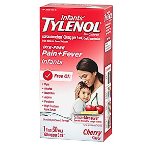 Infants' Tylenol Acetaminophen Medicine, Pain & Fever Relief, Dye-Free Cherry, 1 fl. oz
