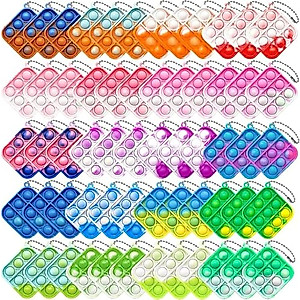 Christmas 60Pcs Mini Pop Push It Keychain Fidget Toy Pack,Mini Pop Push It Bubble Fidget Sensory Toys,Toys for Kids Adult Gifts