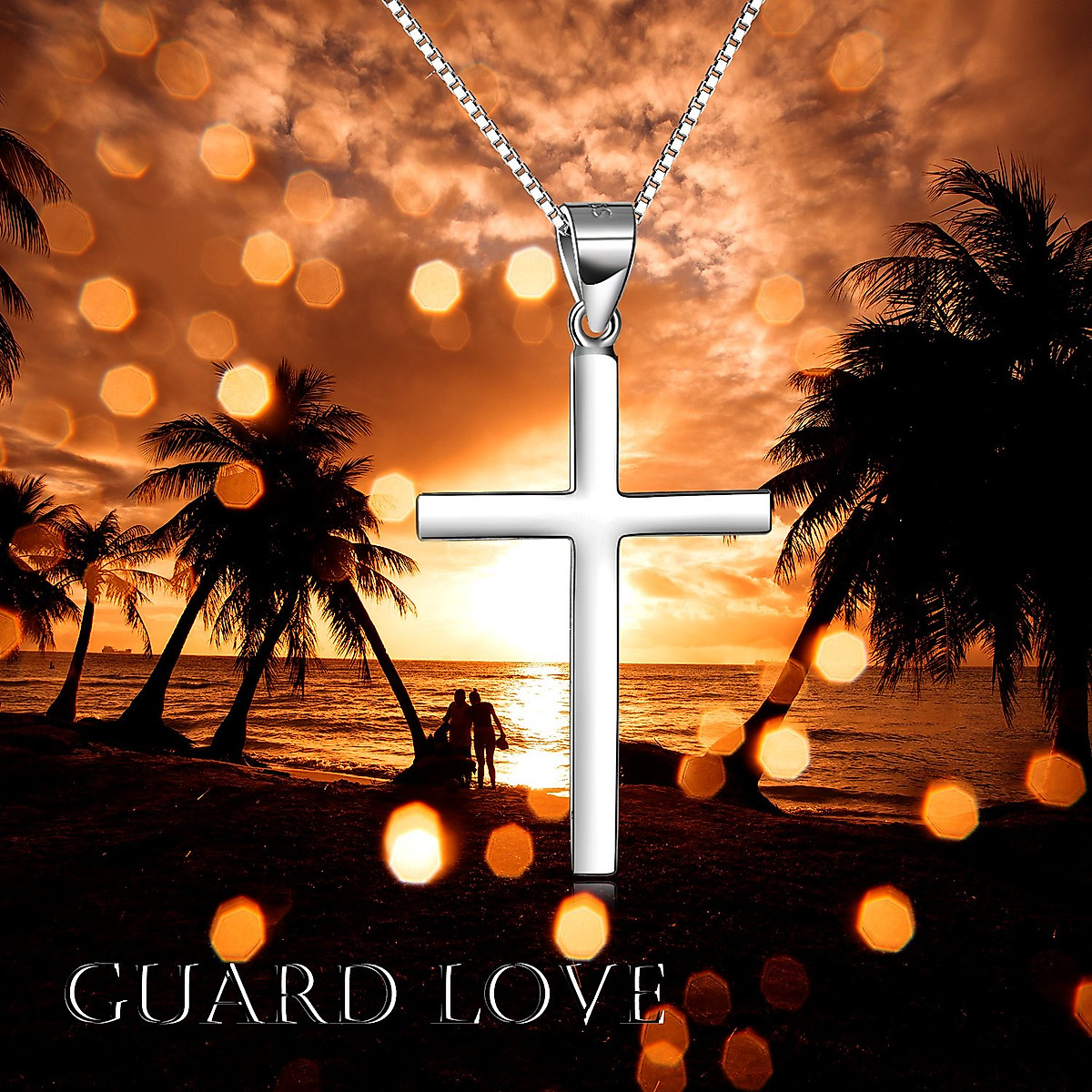 LUHE Cross Necklace Sterling Silver Simple Religious Crucifix Cross Pendant Necklace Jewelry Christmas Gifts for Women