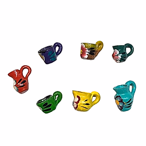 Generic JDProvisions 12 Pieces Miniature Mexican Mugs Jarritos Pottery Ceramic Mud Handpainted for Arts and Crafts Party Favor Decorations