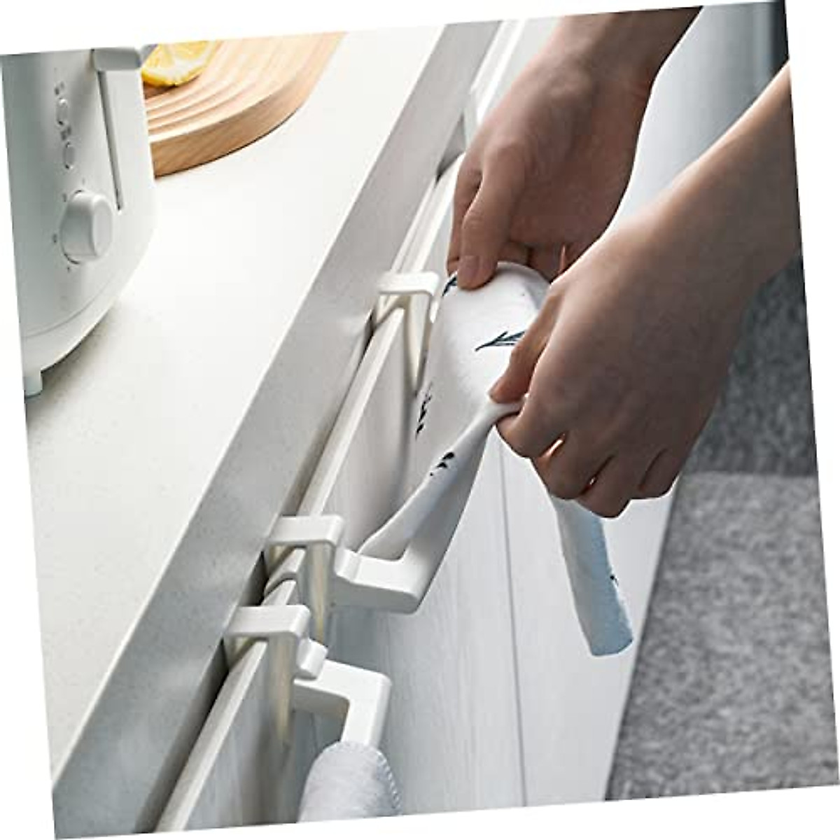 Garneck 8 Pcs Door Hook Towel Rack Black Kitchen Towels Towel Shelf Towel Rod Wall Towel Holder Bath Towel Bars Towel Plastic Holder Towel Hanging Rack Abs Plastic Shelf No Trace White