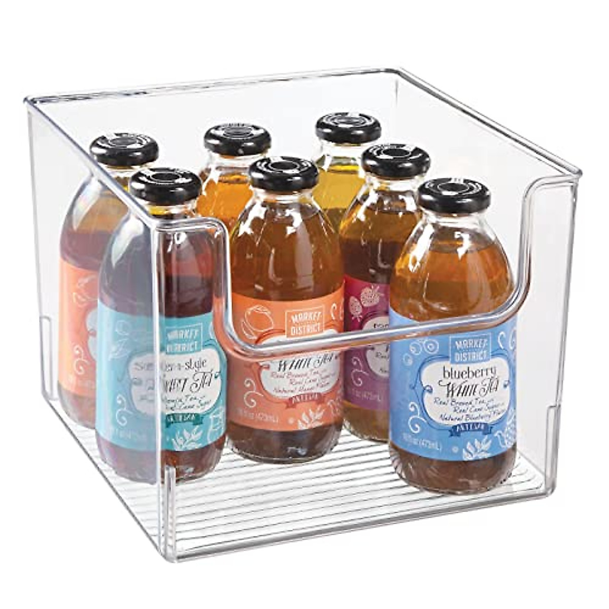 mDesign Plastic Household Storage Organizer Bins with Open Dip Front for Kitchen, Bedroom, Bathroom, Office, Craft or Playroom Organization - Holds Toys, Books - Ligne Collection, Clear