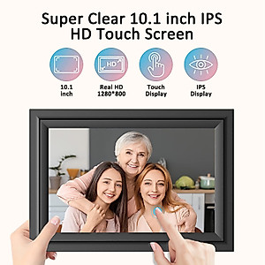 SAMMIX Digital Picture Frame 10.1 Inch WiFi Digital Photo Frame, 32GB Memory IPS HD Touch Screen Picture Frame, Auto-Rotate Slideshow, Wall-Mounted, Easy to Setup to Share Photos or Video via APP