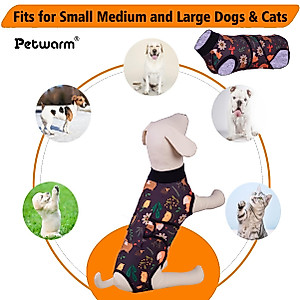 PetWarm Recovery Suit for Male Dogs Neutered,Surgery Suit for Dogs,Professional Pet Recovery Shirt Dog Abdominal Wounds Bandages Female Male Dog Onesie for Spay Neuter,Zoo Pattern,Black Brown,XL