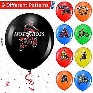 36 Pieces Dirt Bike Party Decorations Dirt Bike Party Balloons, Motocross Birthday Party Checkered Flag Party Decoration Balloon Supplies for Girl Boy Dirt Bike Sports Racing Party Supplies,12 Inches