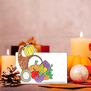 Thanksgiving Place Cards Crafts Table Settings 120PCS Color Your Own Cards Thanksgiving Crafts for Kids Table Name Place Card Fall Harvest