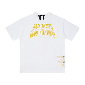 SUONUYB Men's T-Shirt Fashion Big V Letter Printing Shirt Casual Couple Hip-Hop Short-Sleeved Wide Version T-Shirt Small