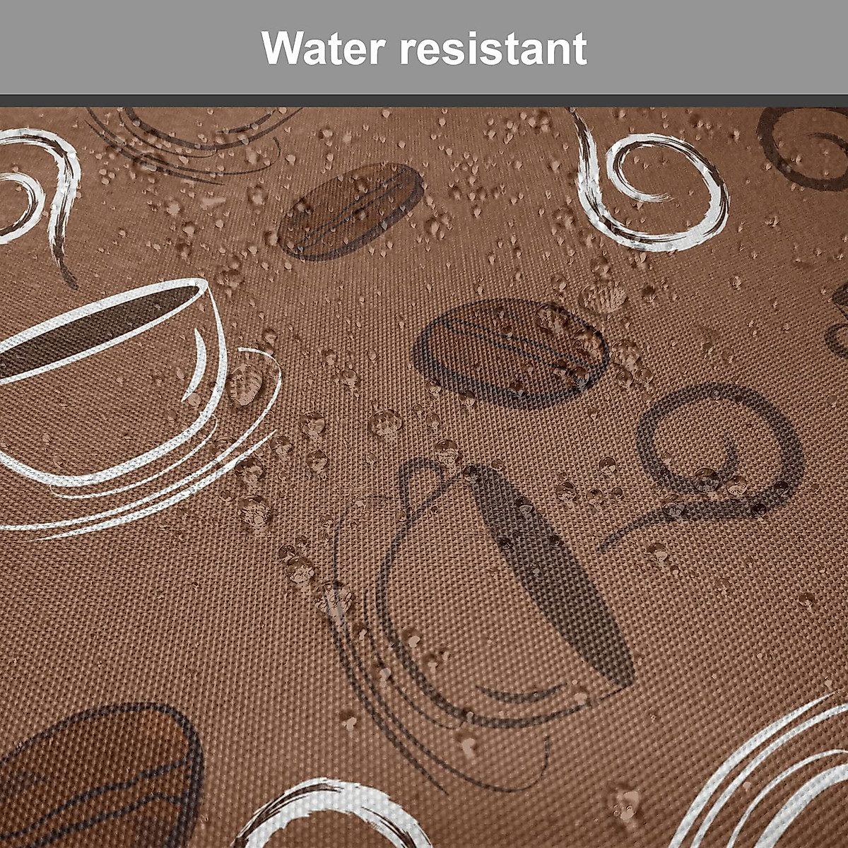 Lunarable Coffee Chair Seating Cushion Set of 2, Cup of Espresso Silhouettes with Beans Caffeine Source Gourmet Drinks Illustration, Anti-Slip Seat Padding for Kitchen & Patio, 16"x16", Brown White