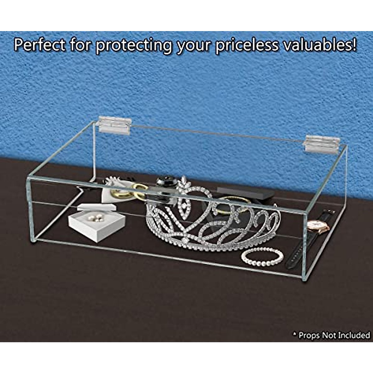 Acrylic Locking Display Case with Keys 12" x 8" x 4" Clear Countertop Rectangular Tray with Lid for Tradeshows Expos Flea Markets and Swap Meets by Marketing Holders