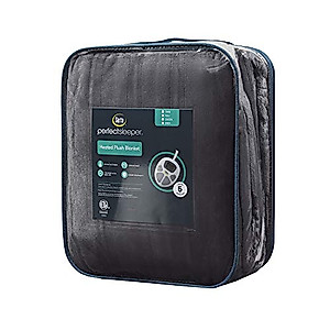 Serta Luxuriously Soft Plush Electric Blanket Fast Heating Cozy Cover, Safety Auto Shut Off Timer, Low EMF, Multi Heat Setting, ETL Certified, Machine Washable, Grey King (92 in x 100 in)