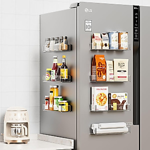 Lumanman 2 Pack Acrylic Spice Racks for Refrigerator and Oven, Magnetic Fridge Organizers and Storage, Clear