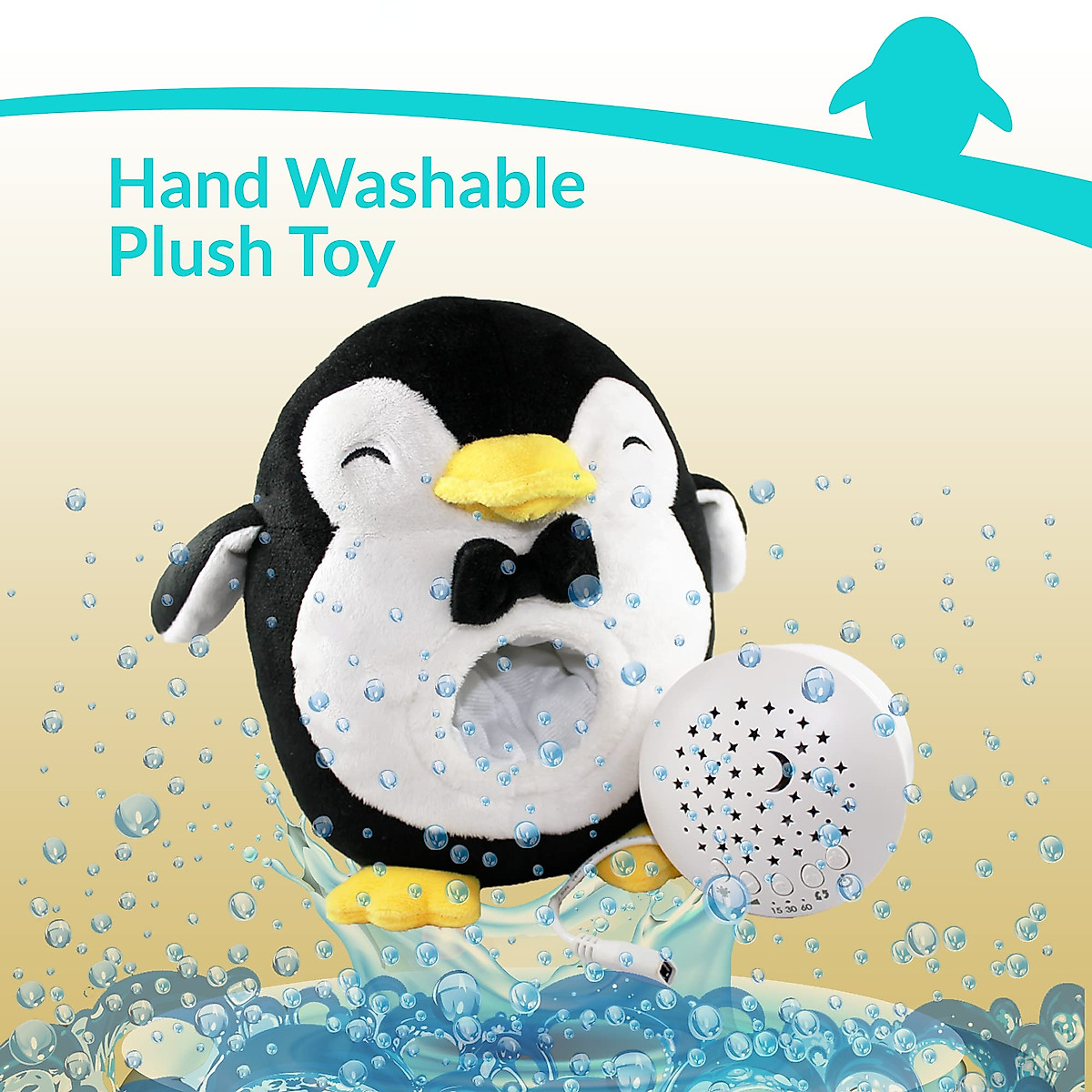 Baby Sleep Soother Penguin, White Noise Machine, Crib Toy with Cry Activated Sensor, Unique Baby Girl Gifts & Baby Boy Gifts, Woodland Baby Shower Gifts, Portable Sleep Aid Night Light