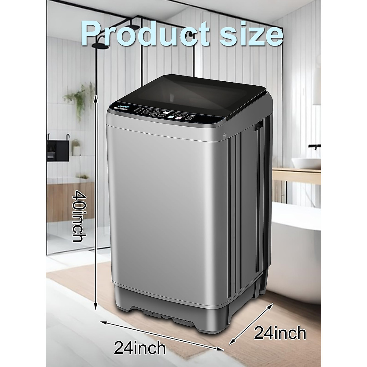 25 lbs Portable Washer Drain Pump, 10 Programs & 8 Water Levels, KRIB BLING Full Automatic Washing Machine with LED Display, Ideal for Camping, Apartment, Dorm, Dark Grey