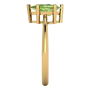 Clara Pucci 2.0 ct Pear Cut Solitaire Natural Peridot Engagement Wedding Bridal Promise Anniversary Ring 18K Yellow Gold Size 3.75