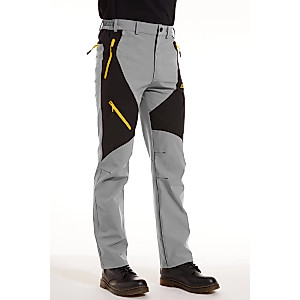 MAGCOMSEN Hiking Pants Mens Spring Pants for Men Waterproof Pants Camping Pants Mens Work Pants with Zipper Pockets Lightweight Pants for Men Black