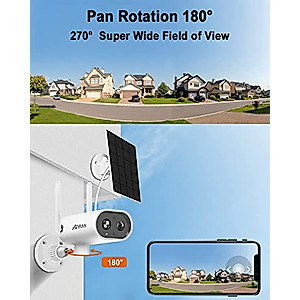 ANRAN Security Cameras Wireless Outdoor with PR 180°, 2K Solar Security Camera Outdoor with Solar Panel, PIR Human Detection, 2-Way Talk, Night Vision, IP65 Waterproof, Compatible with Alexa, S2 White