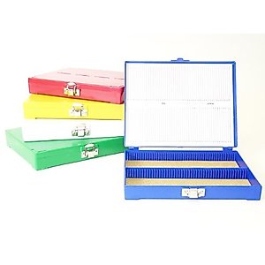 Premiere 100 Capacity ABS Plastic Microscope Slide Storage Box, Blue