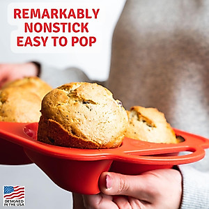 BAKE BOSS Silicone Muffin Pan with Handles, 6 Cup Regular Size Cupcake Pan, Perfect Silicone Muffin cups for Baking Keto Paleo Vegan Muffin Recipes, Nonstick Cupcake Maker Silicone Molds