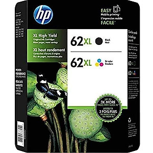 HP 62XL Black and Tri-Color Ink Cartridges, Combo Pack