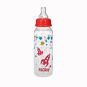 Nuby Printed Non-Drip Bottle, 1 Pack of 1 Bottle, 8 Ounce, Colors May Vary