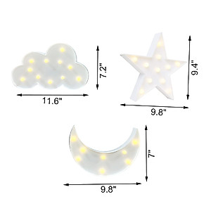 ZUOKEMY 3Pcs Decorative LED Crescent Moon Star Cloud Night Light Can Be Hung On The Wall Children’S Room Room Light, Suitable for Birthday Parties, Holiday Decorations, Baby Room Decoration.