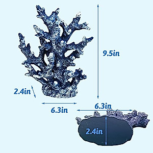 PINVNBY Artificial Coral Ornament Aquarium Sea Plants Decoration Underwater Craft Resin Fish Tank Landscape (Blue)