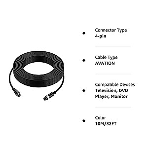 EKYLIN 32FT 10M Car Video 4-Pin Aviation Extension Cable for CCTV Rearview Camera Truck Trailer Camper Bus Vehicle Backup Monitor System Waterproof Shockproof