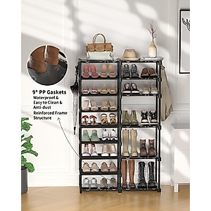 TIMEBAL 9 Tier Shoe Rack Organizer, 32-40 Pairs Shoe Storage Shelf, Shoe Stand with 2 Hooks, Shoe Rack for Closet, Stackable Shoe Rack for Boot & Shoe Storage, Removable & Dust Large Shoe Rack