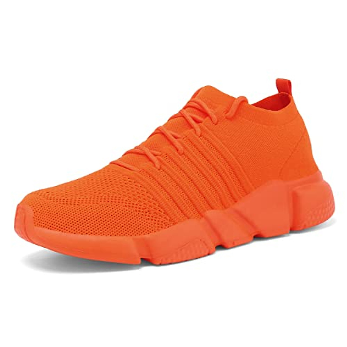 GSLMOLN Mens's Women's Gym Shoes Knitted Fashion Slip on Sneakers Lightweight Breathable Athletic Shoes Fashin Tennis Sport Shoes Orange M 10.5/W 12.5
