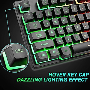 FEDRUI Gaming Keyboard, Mechanical Keyboard, Waterproof Gaming Keyboard Ergonomic Keyboard for Office Typing