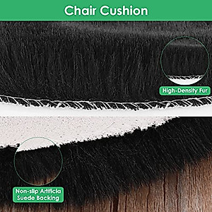 WLLHYF Faux Fur Rug，12 Inches Small Round Fur Rug Faux Fur Fluffy Area Rug Soft Round Chair Cover Seat Pad Cushion Carpet Mat for Bedroom Living Room Decor Photography Background of Jewelry (Black)
