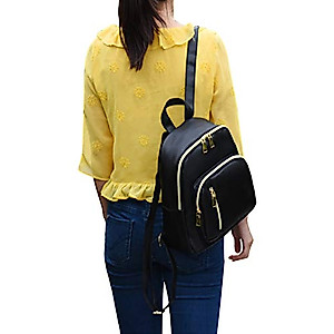 YANAIER Women Mini Backpack Purse PU Leather Anti-theft Backpack Ladies Girls Fashion Casual Travel Daypack Rucksack Black