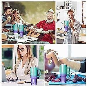 MaxBase 40 oz Tumbler Handle Straw Lid, Insulated Reusable Stainless Steel Travel Mug Keeps Drinks Cold up to 34 Hours, 100 Percent Leakproof Bottle Water, Iced Tea Coffee, Smoothie More BluePurple