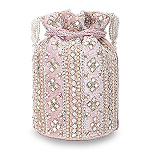Aheli Indian Potli Bags for Women Evening Bag Clutch Ethnic Bride Purse with Drawstring (P25PK)