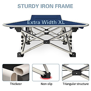 GETOVIN Cot XL Camping Cot with Thick Pad Oversize Cots for Sleeping Camping Bed Folding Cot 450LBS(Max Load) Comfortable Double Layer Oxford Heavy Duty with Carry Bag for Home Outdoor Travel