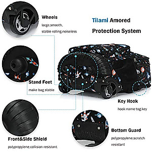 Tilami Rolling Backpack 18 inch with Pencil Case Wheeled Laptop Bag, Astronaut