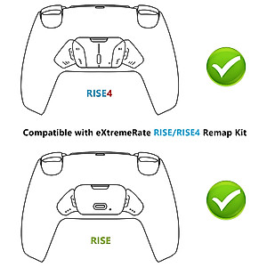 Turn Rise & RISE4 to RISE4 RMB Kit – Black Real Metal Buttons (RMB) Version K1 K2 K3 K4 Back Buttons Housing & Remap PCB Board for PS5 Controller eXtremeRate Rise & RISE4 Remap kit