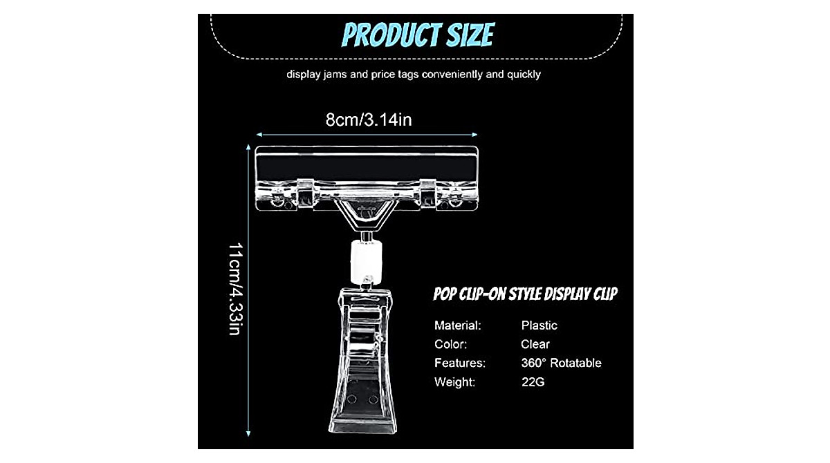 20 Pcs Rotatable Clear Sign Holder Clips for Retail