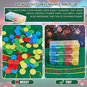 Lewtemi 300 Pieces Plastic Poker Chips with Storage Box Counters Chip Poker Chips Set for Adults Poker Game Counters Play Game Bingo Learning Math Counting(Blue, Red, Green, Yellow)