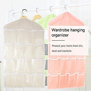 Lobonbo 1pc 16 Pockets Hanging Bag Wall Wardrobe Storage Organizer Socks Underwear Sundries Sorting Storage Bags Bathroom Accessories(Beige)
