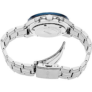 SEIKO SSB345 Watch for Men - Essentials Collection - with Quartz Chronograph, Tachymeter Bezel, Blue Ion-Finish, Date Calendar, Stainless Steel Case and Bracelet, and 100m Water-Resistant