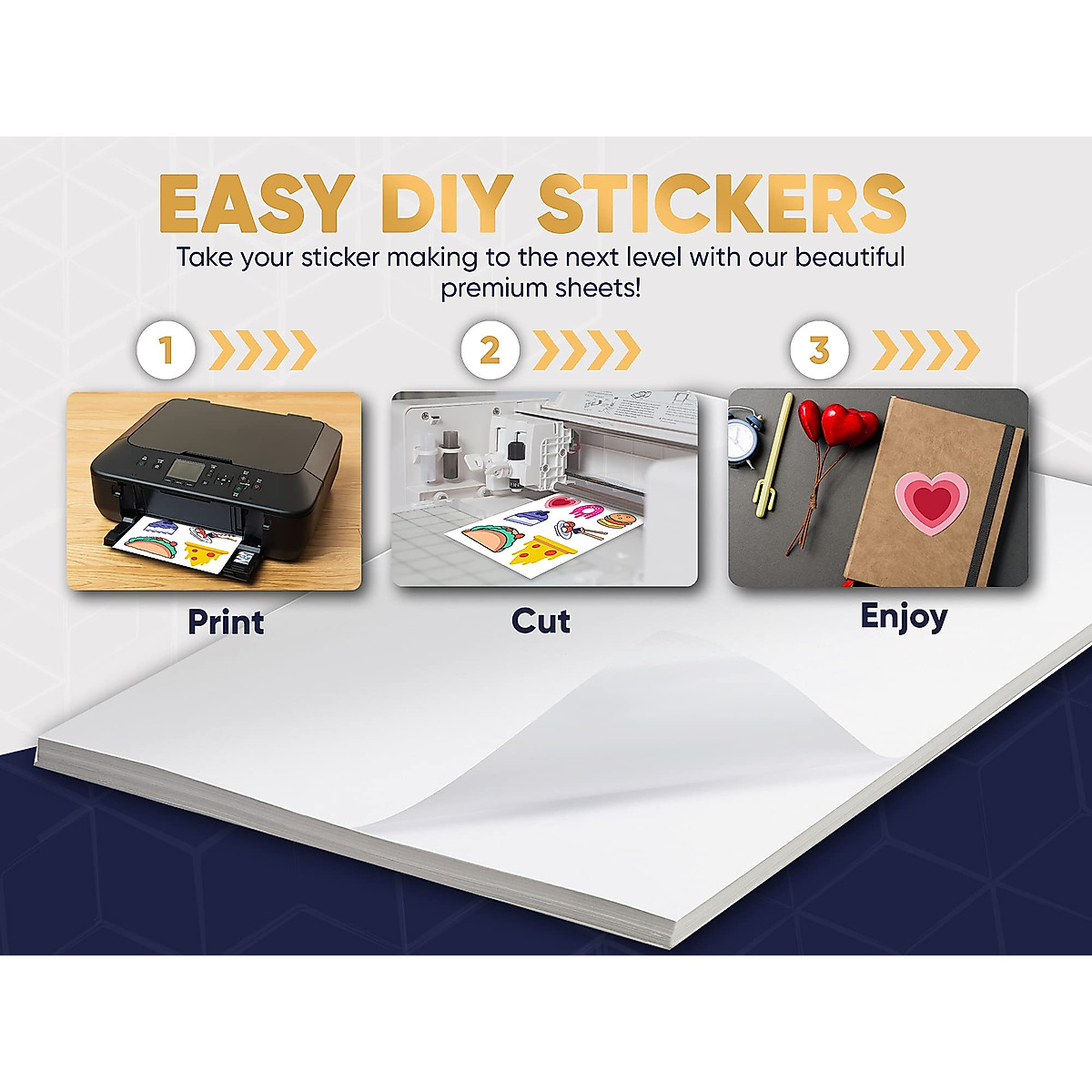 Avarrix Australia A4 Sticker Paper, Paper-Based Glossy White, 50 Sheets, Self Adhesive Premium Glossy Sticker Paper for Laser Printer Only, 80gsm Thickness Printable Label Sheets