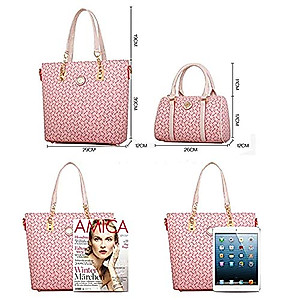 Women Handbags Set 6 PCS Tote Shoulder Crossbody Bags Clutch Top Handle Satchel Purse, Off-white, 1