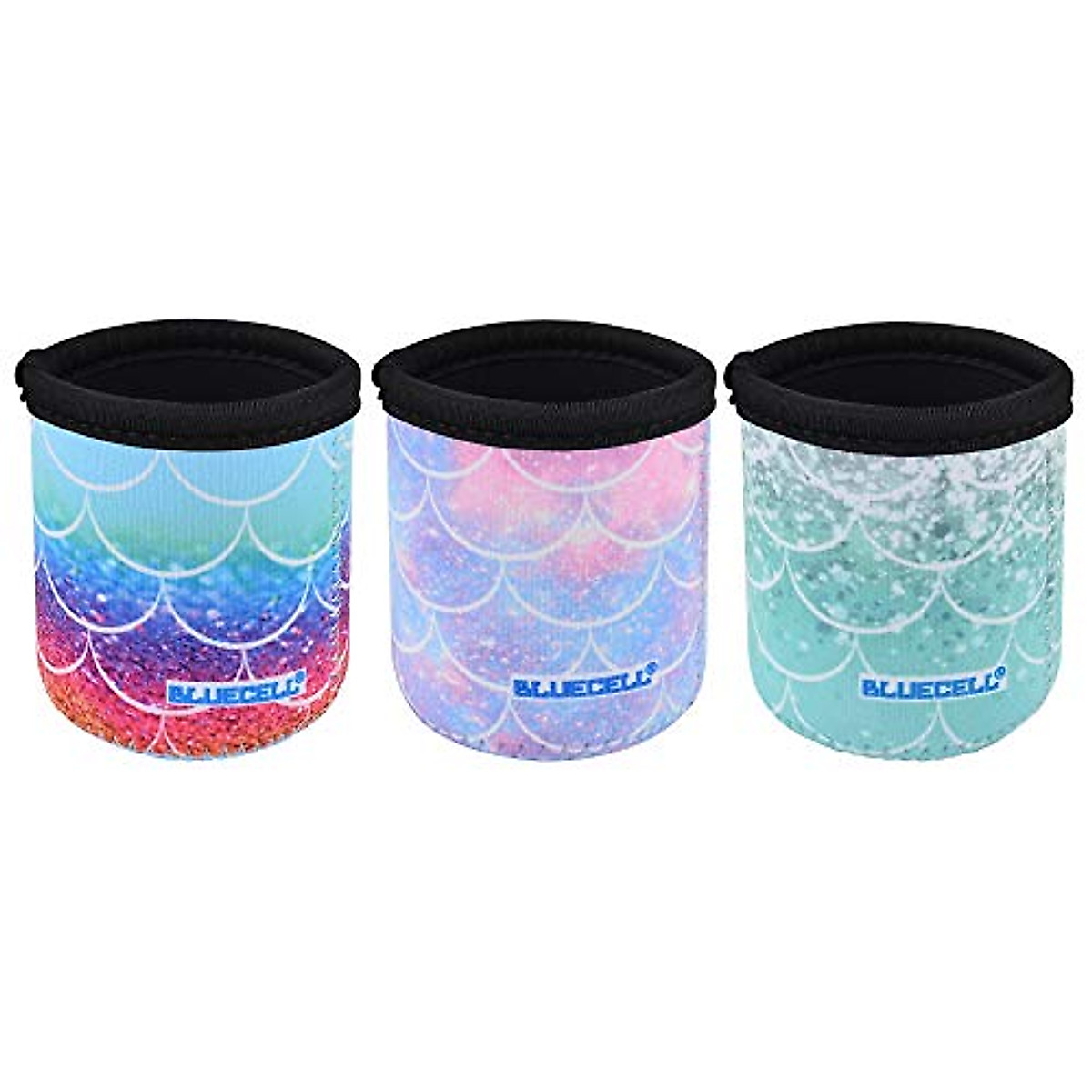 Bluecell Pack of 3 Neoprene Insulators Fish Scale Pattern Beer Can Sleeves for 7.5oz Drink Beer Cans (Fish-Scale Pattern(3pcs), 7.5 oz)