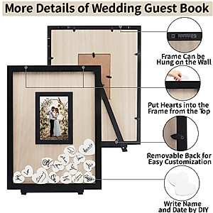 HYMENEX Wedding Guest Book Alternative, Guest Book Wedding Reception, Wedding Guest Book with Wooden Hearts Guest Book Signs for Wedding Anniversary Birthday Party Baby Shower