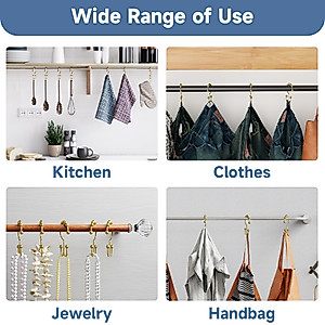 Titanker Gold Shower Curtain Hooks Rings, Rust-Resistant Metal Double Glide Shower Hooks Rings for Bathroom Shower Curtains Rods, Set of 12 Hooks - Gold