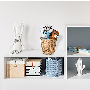 SNOWECRAFT 2-Pack Woven Waste Basket for Bathroom, Bedroom, or Living Room | Wicker Wastebasket Style Handwoven Basket Made from Water Hyacinth | Modern Boho Storage Basket